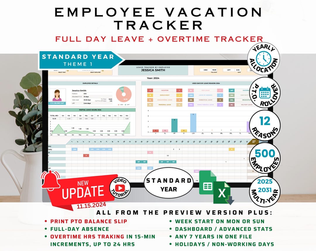 Annual Leave Tracking: Leave Tracker, Planner for Employee Vacations, Medical Leave, and Small ...