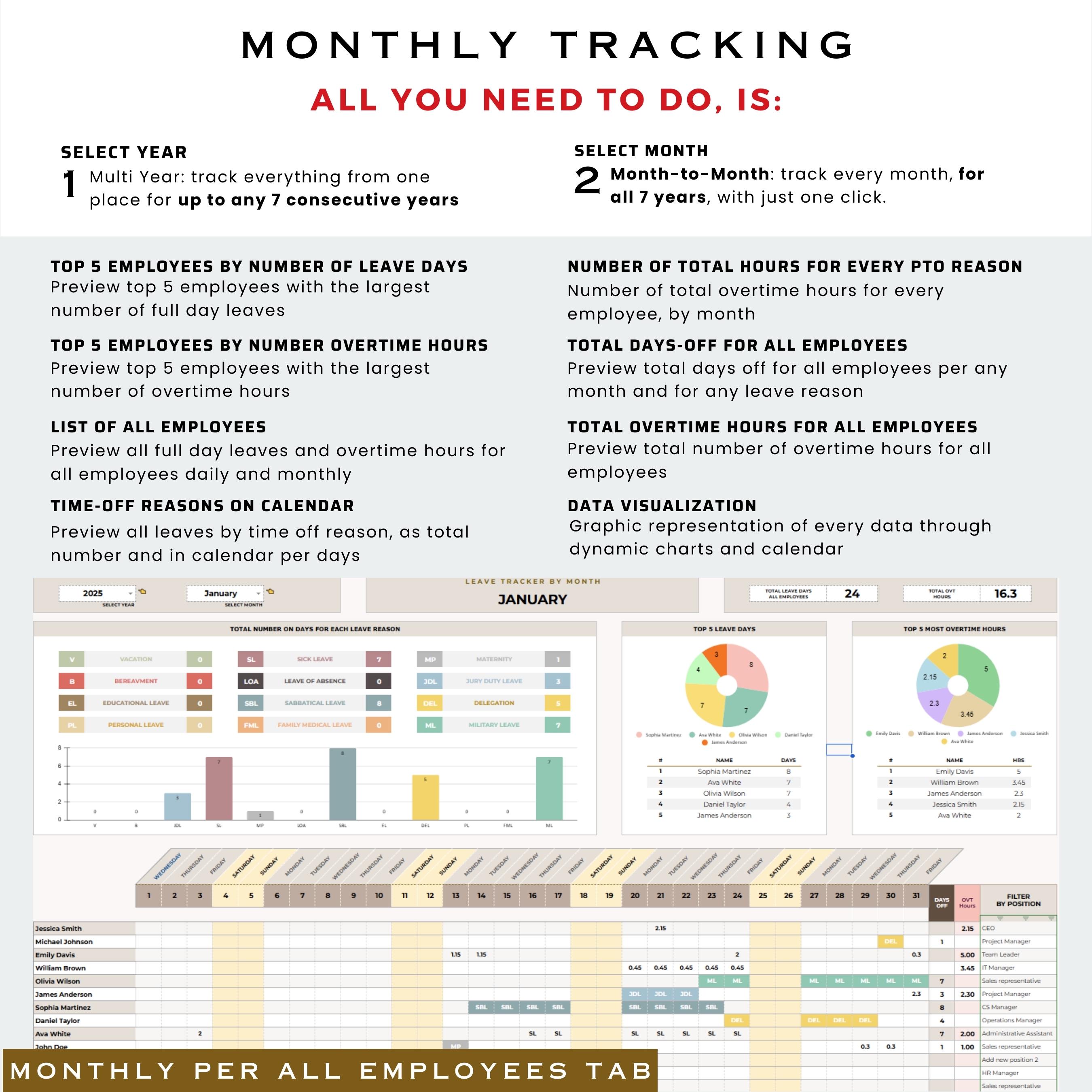 Employee Time-off Tracker | Excel and Google Sheets PTO Leave Template ...