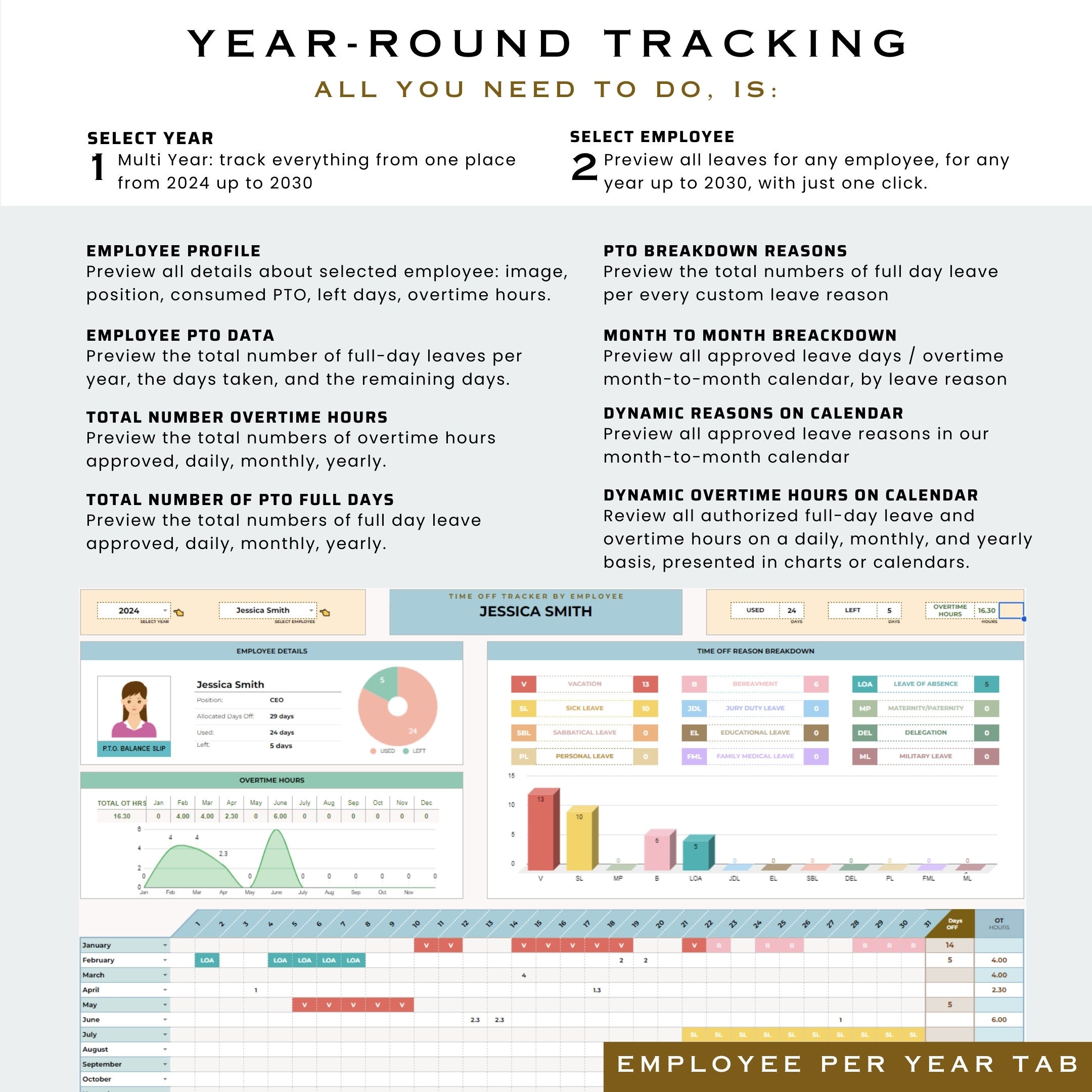 Annual Leave Tracking: Leave Tracker, Planner for Employee Vacations ...