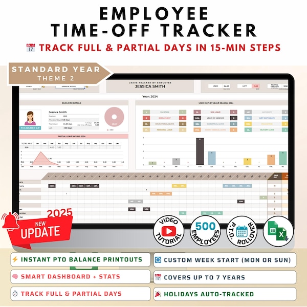 Excel Sheet Pto Tracker - Etsy