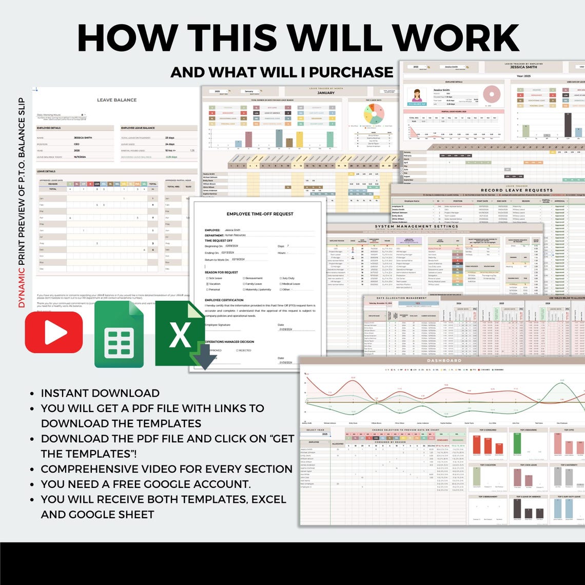Employee Time-off Tracker: Excel & Google Sheets Template (digital ...