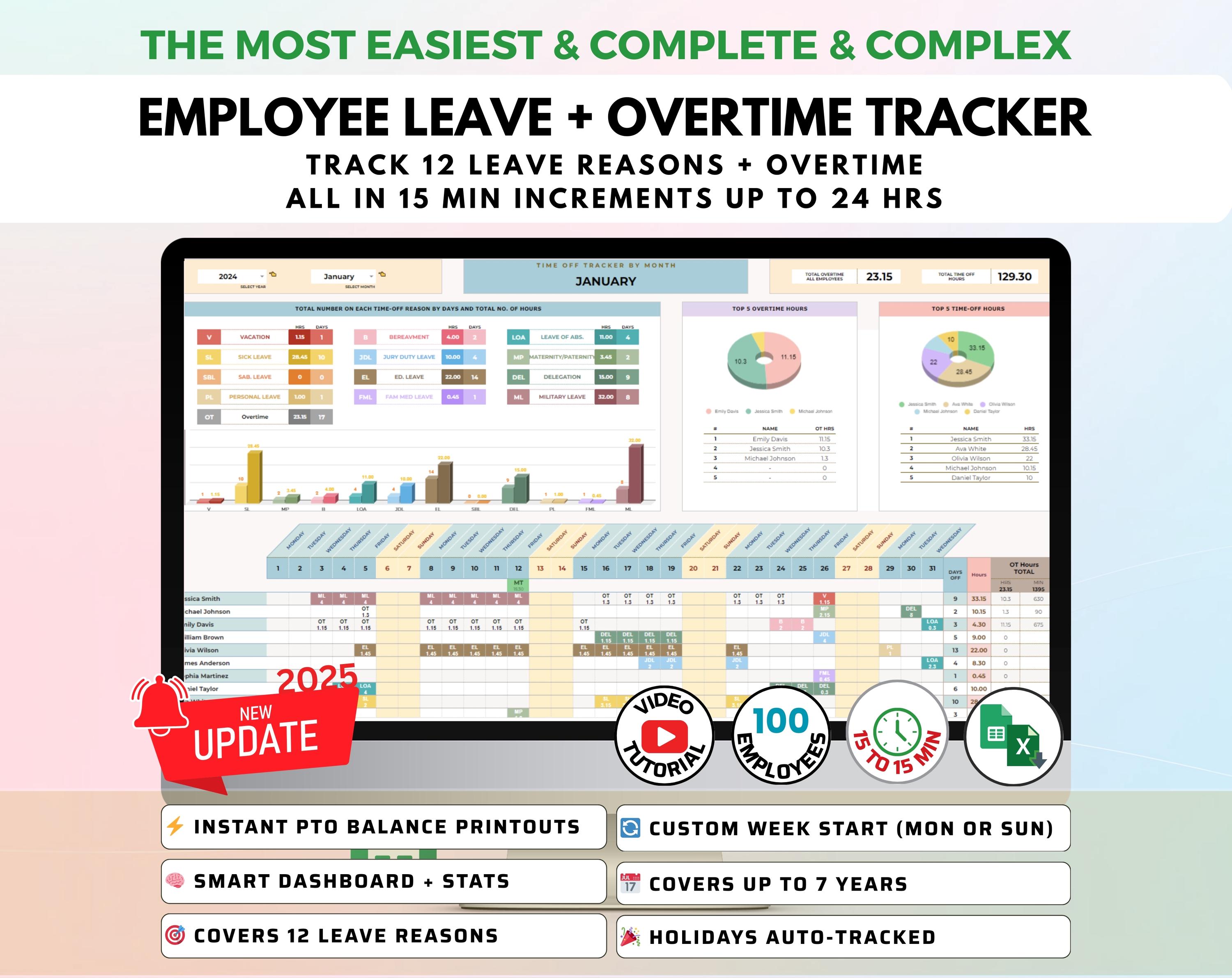 Employee Leave Tracker & Vacation Tracker | Excel Template and Google ...
