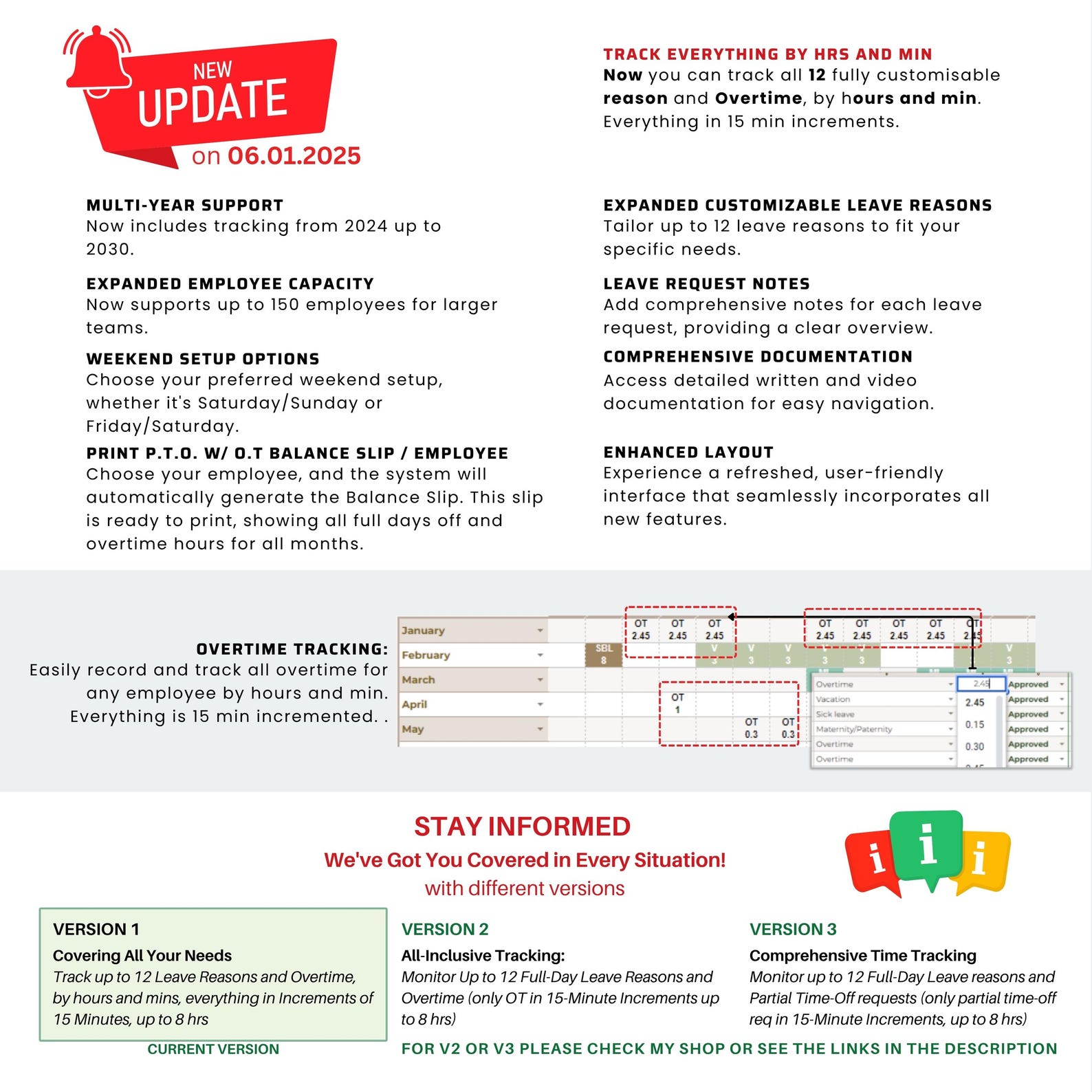 Employee Absence Tracker: Leave & Overtime Management (digital Download ...