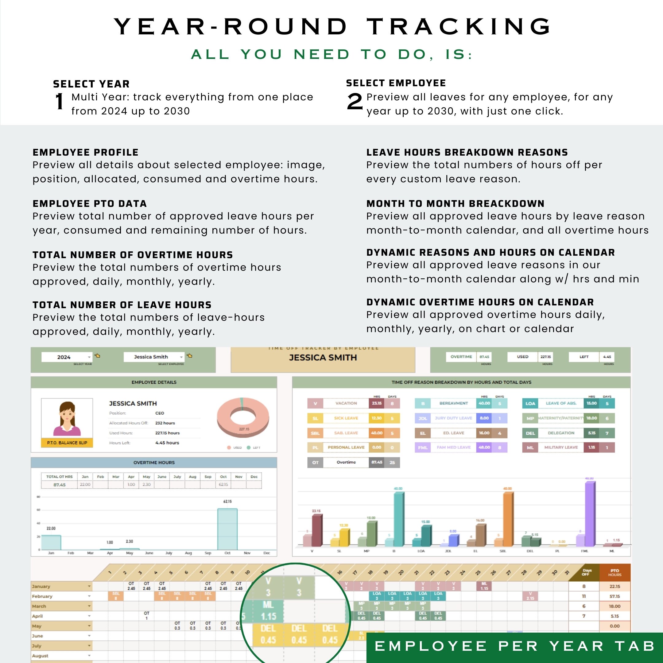 Employee Absence Tracker: Leave & Overtime Management (digital Download ...