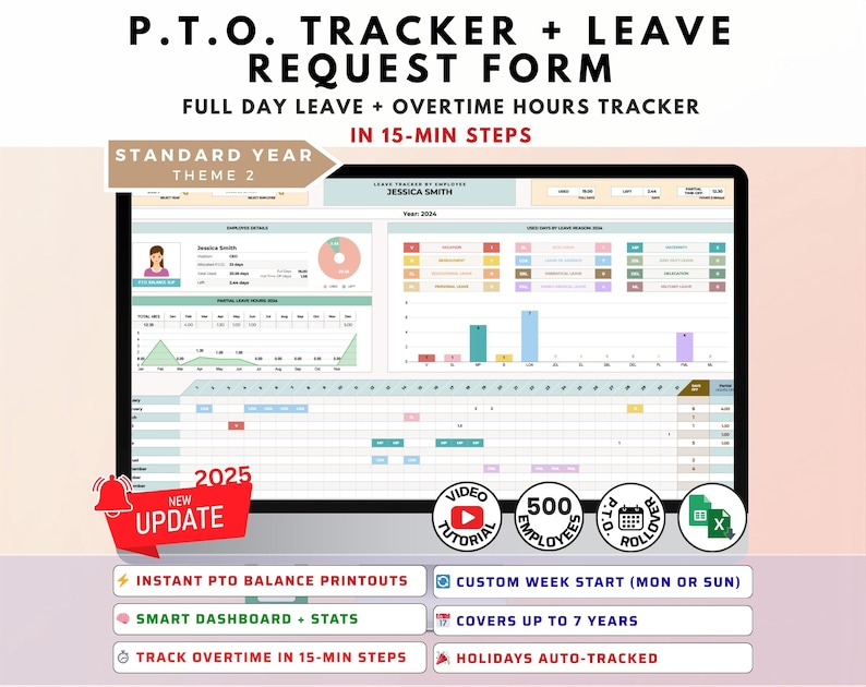 Employee Time-off Tracker | Excel and Google Sheets PTO Leave Template ...