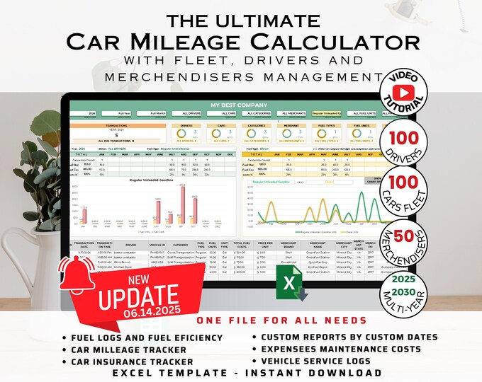 Vehicle & Mileage Tracker Log With Expenses, Fuel, Maintenance Tracker ...