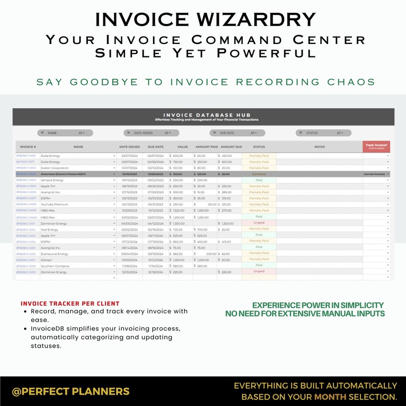 Invoice and Payment Tracker | Google Sheets and Excel Template (digital ...