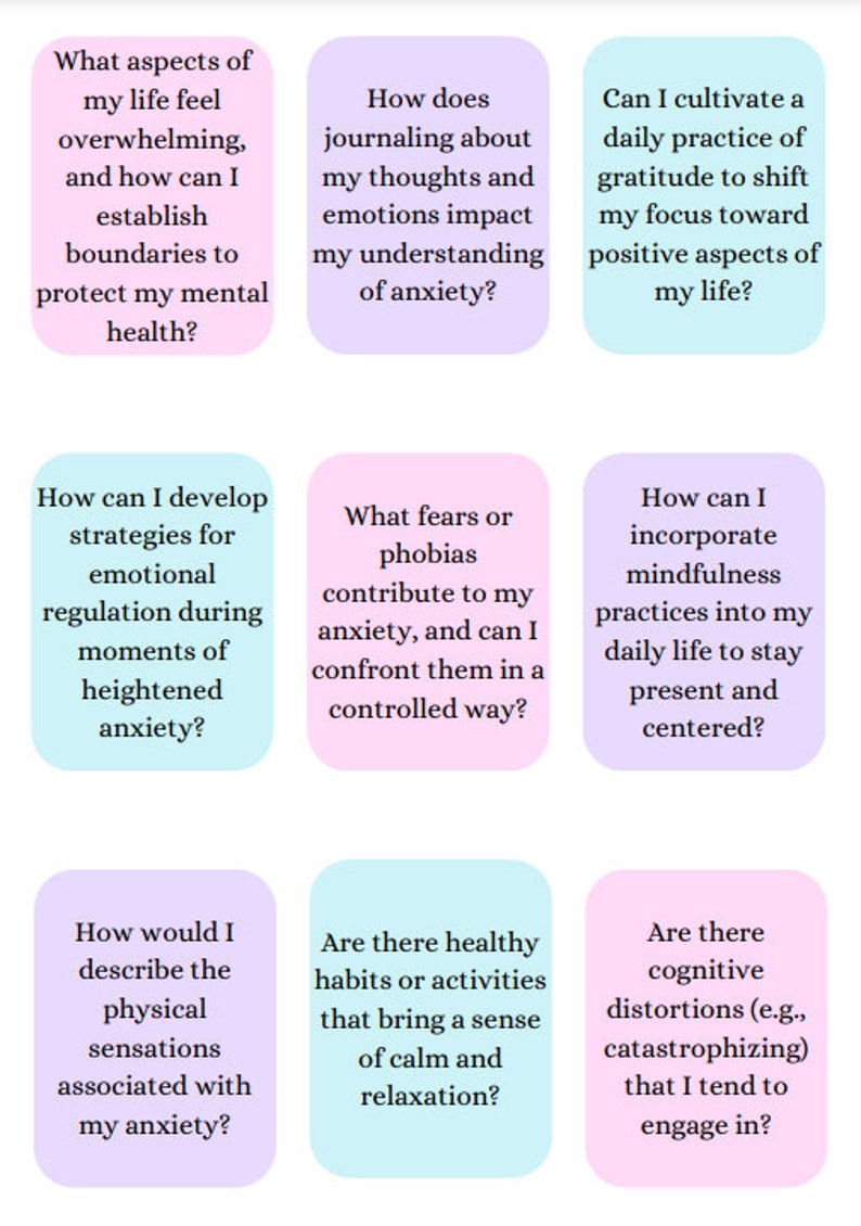45 ANXIETY JOURNALING QUESTIONS - Etsy