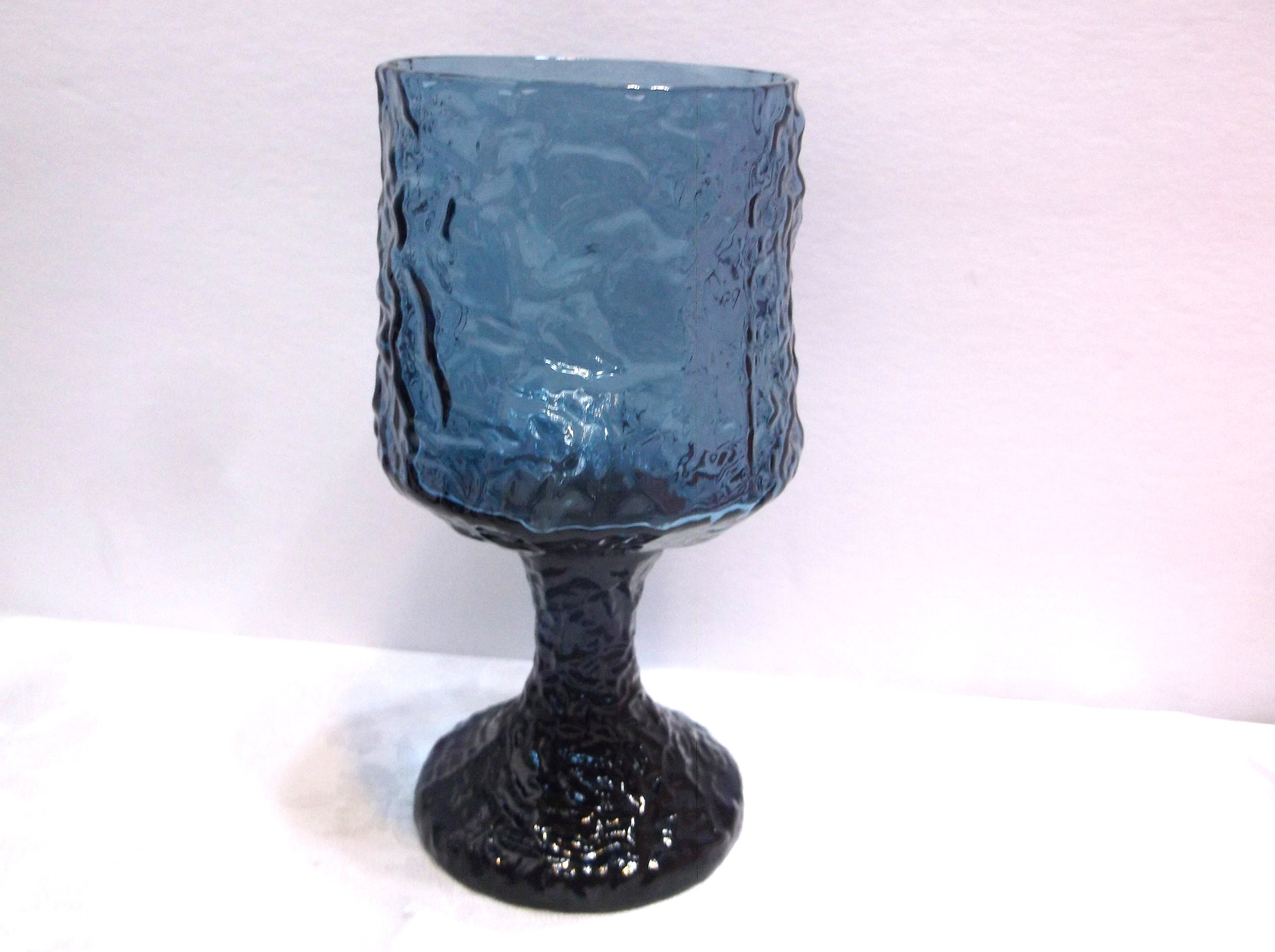 Lenox Handblown Crystal Blue Textured Water /wine/cocktail Glass Set of ...