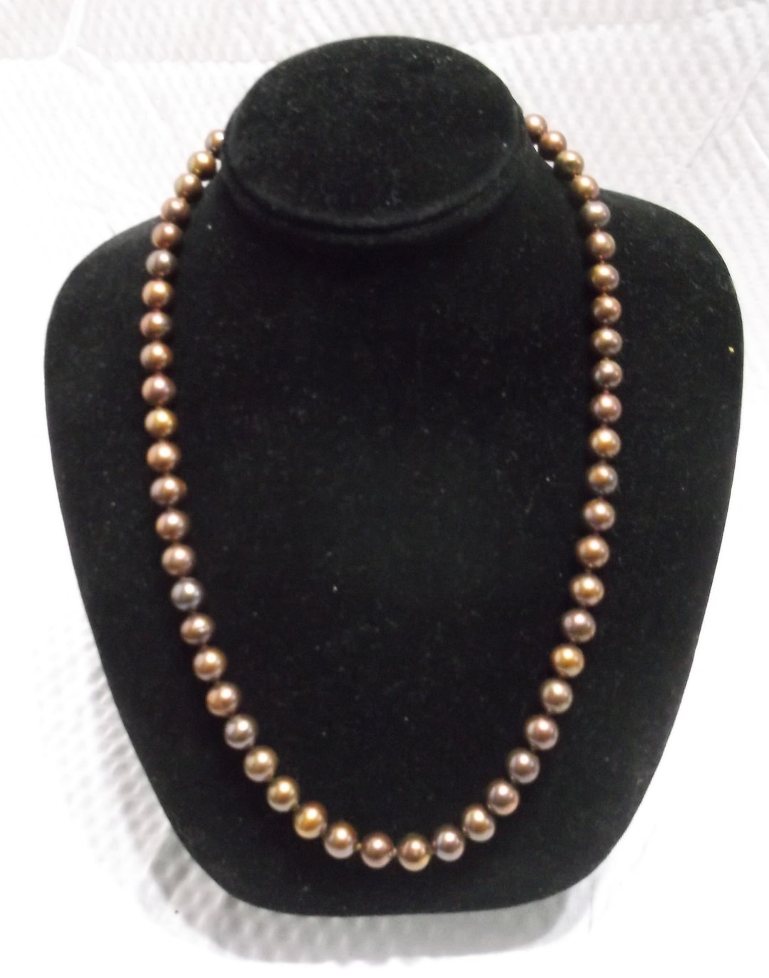 Vintage Brown Pearl Necklace, 14K FIC Gold Filigree Clasp, 16 Inch ...