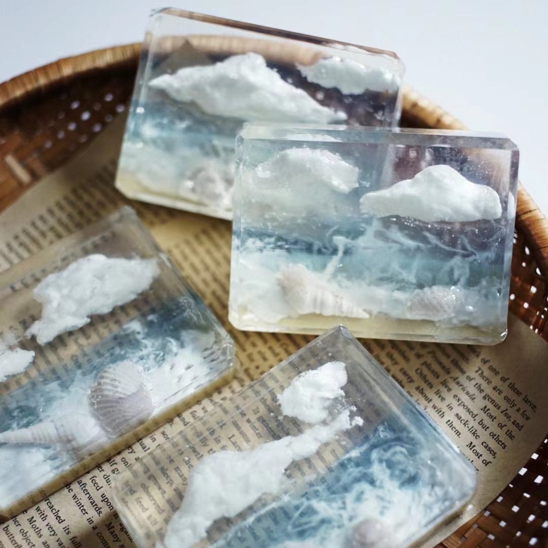 Blue Holiday Handmade Soap Sea Waves and White Clouds Essential Oil ...