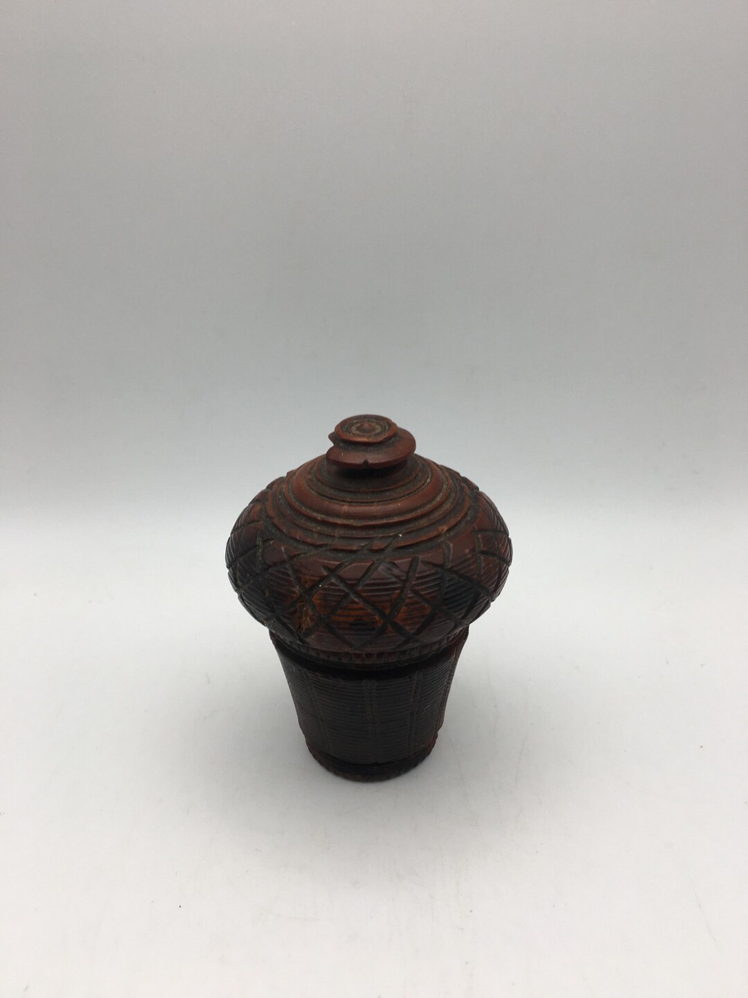 Antique Spice Pot, Victorian Spice Jar, Nutmeg Pot, Craved Wood RARE ...