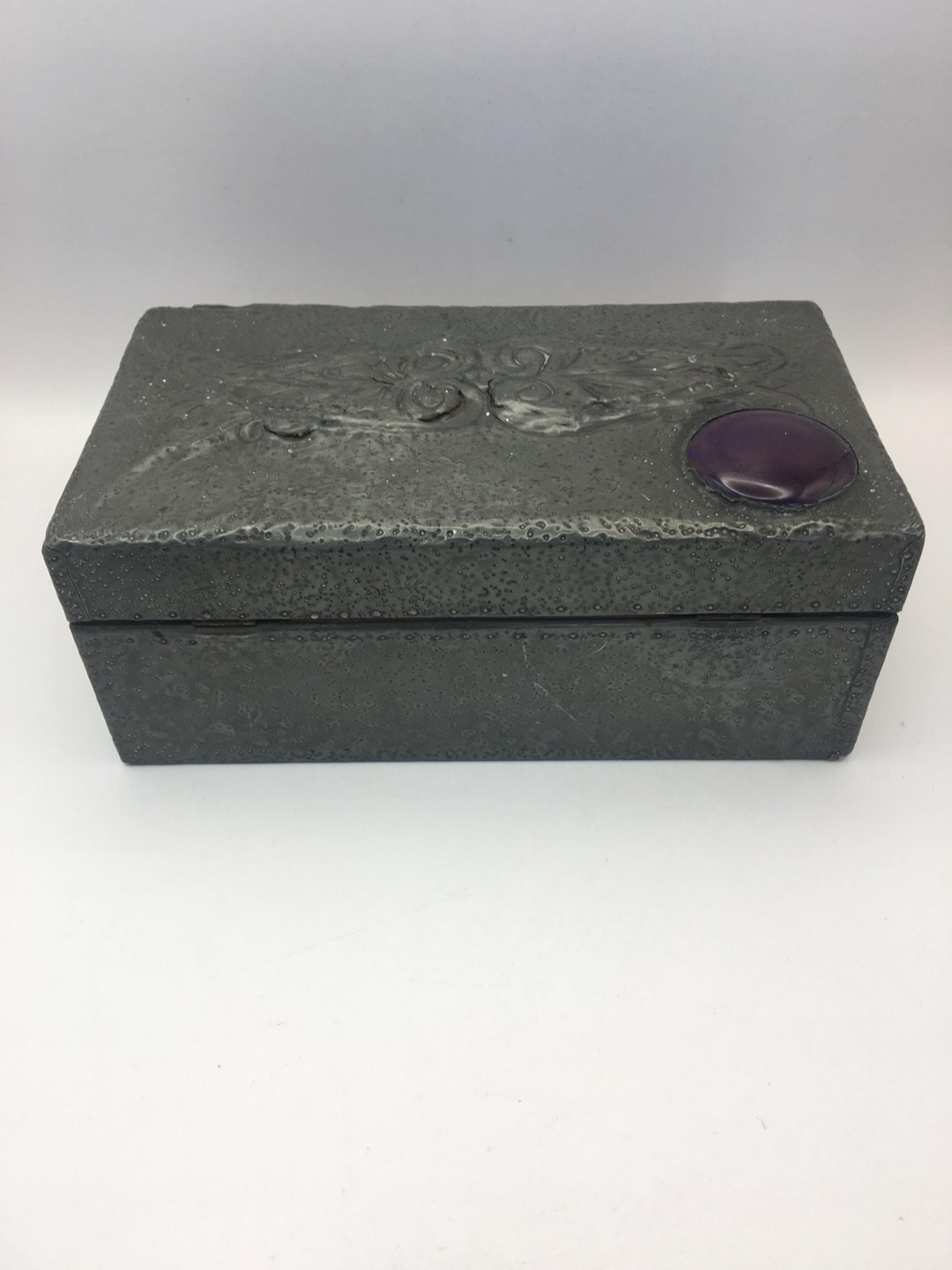 Vintage Art Nouveau Pewter Box, Cigarette Box, Jewellery Box, Storage ...
