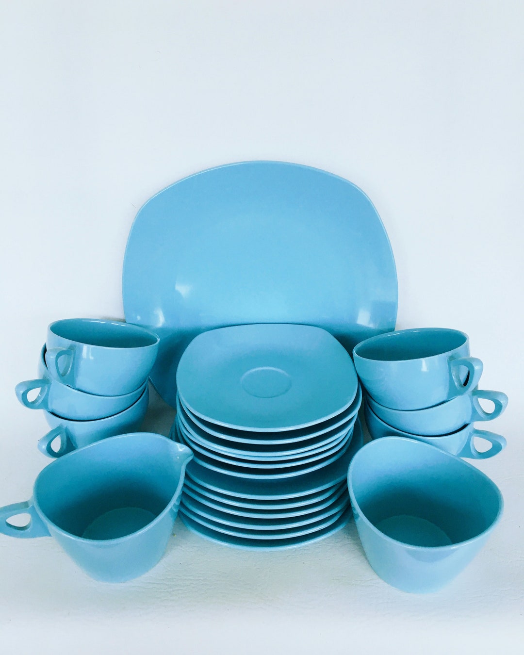1950s Midwinter Modern Blue Melamine Tea Set: Mid-century Dinnerware - Etsy