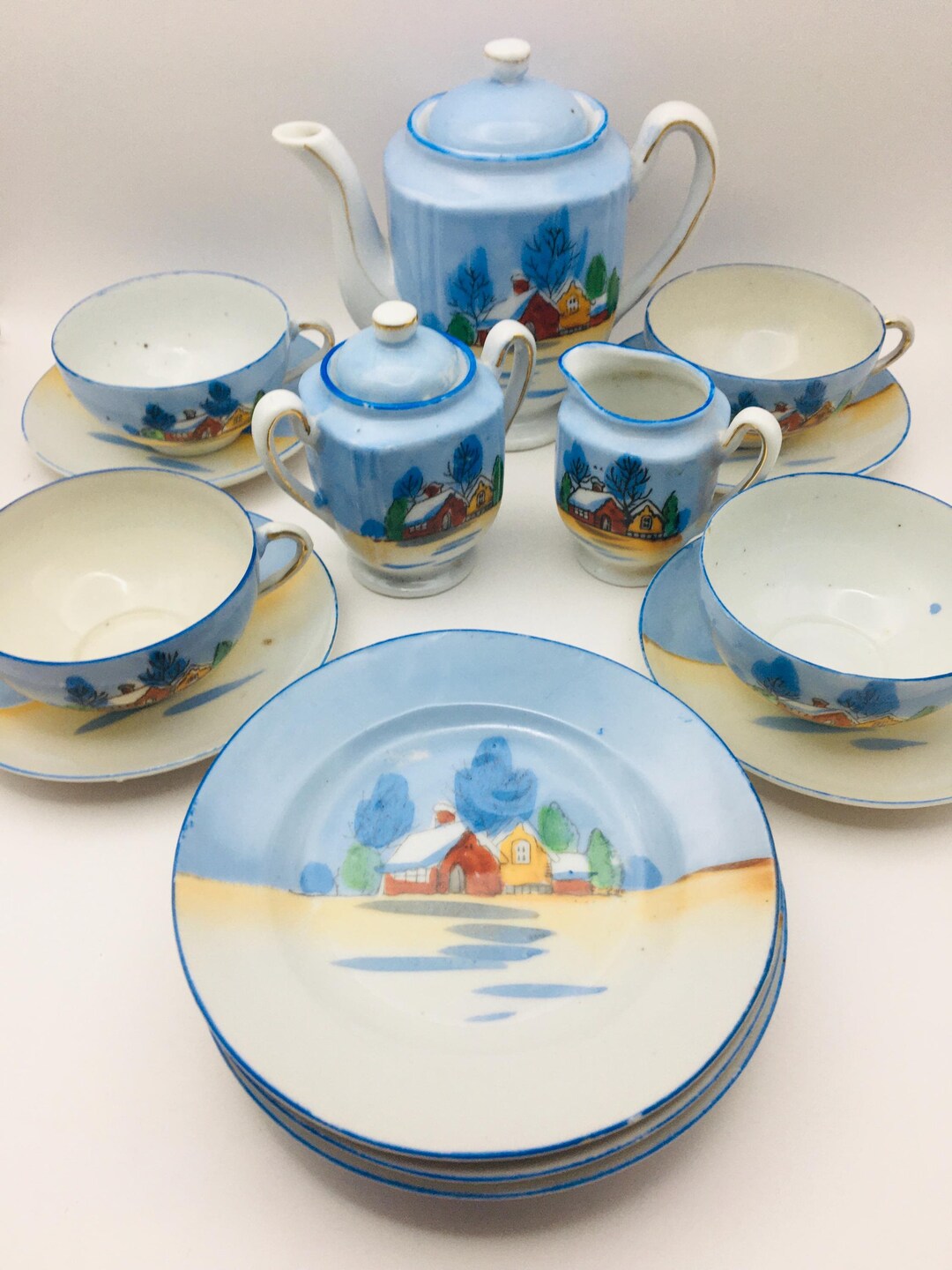 Vintage Miniature Porcelain Tea Set, Vintage Dolls Tea Set, Japanese ...