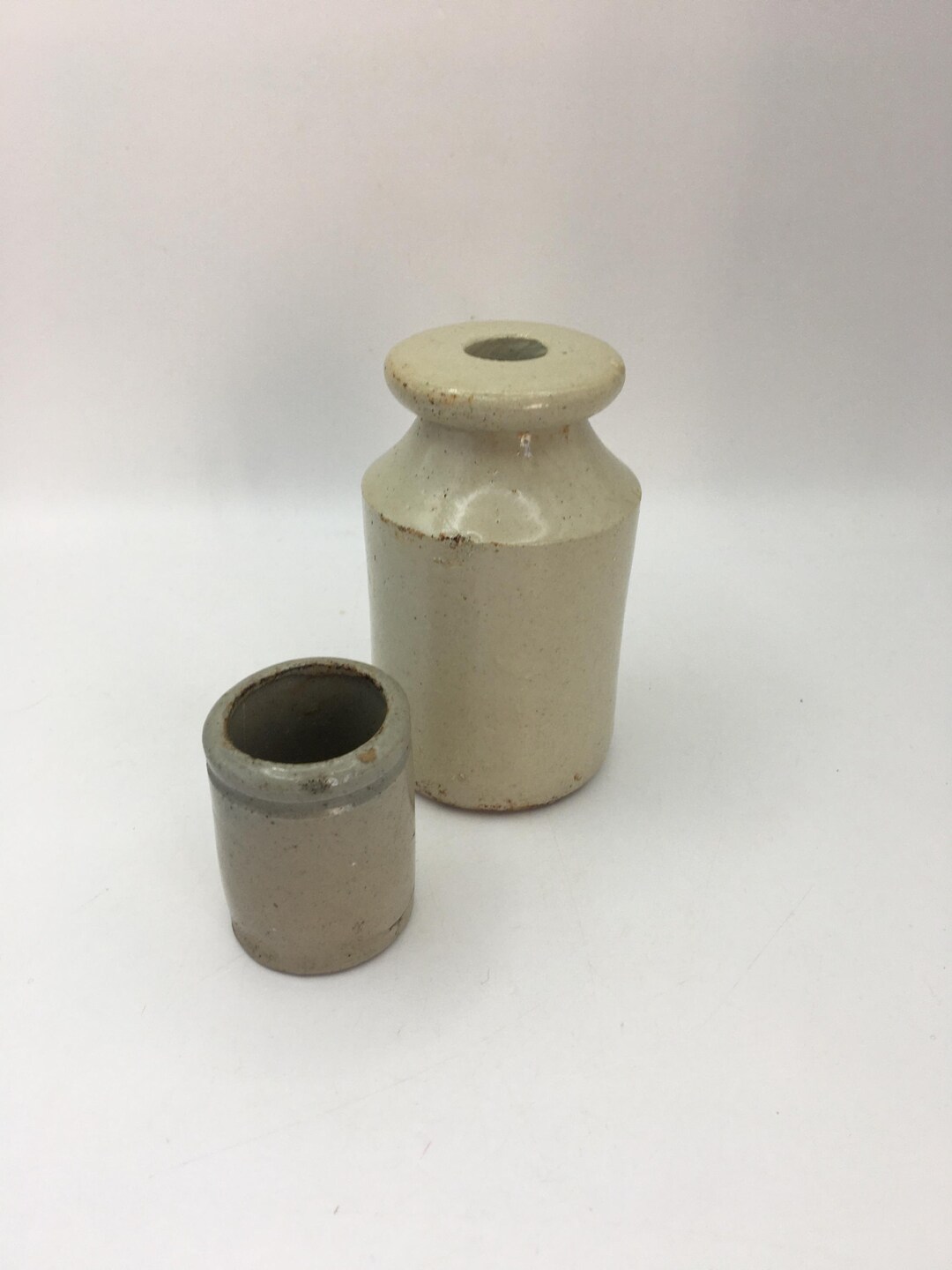 Antique Stoneware Ink Pots, Storage Jars Bud Vases, Victorian Ironstone ...