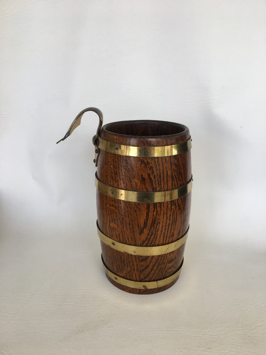 Vintage Barrel Jug, Copper & Oak Pitcher, Utensil Pot, Kitchen Decor ...