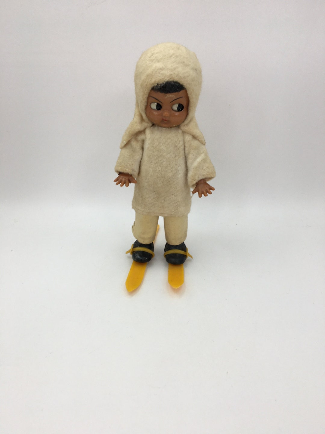 Vintage Eskimo Inuit Doll, 1950s, Rattle Doll, Ski Doll, Novelty Doll ...