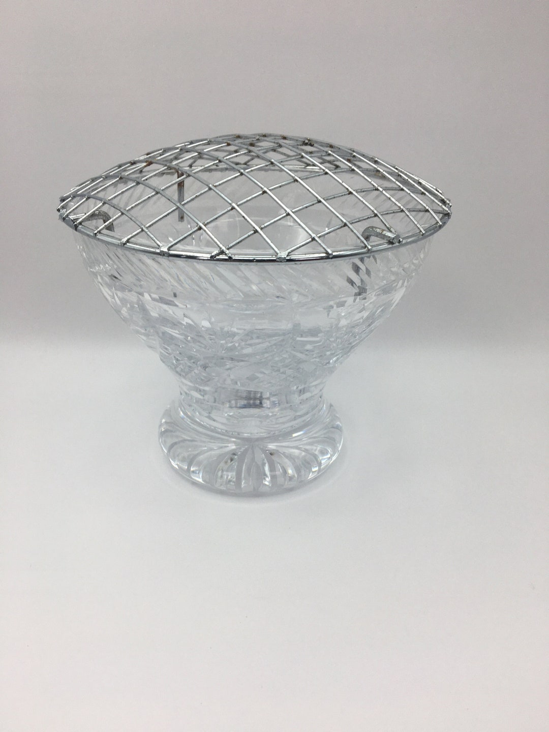 Vintage Crystal Posy Dish, Vintage Cut Glass Flower Vase, Table Centre ...