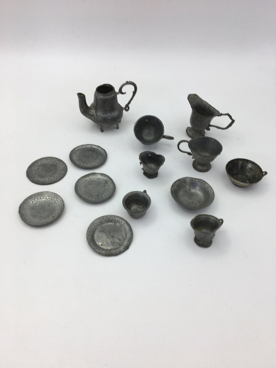 Antique Dolls House Metal Tea Set, Vintage Dolls House Tea Set ...