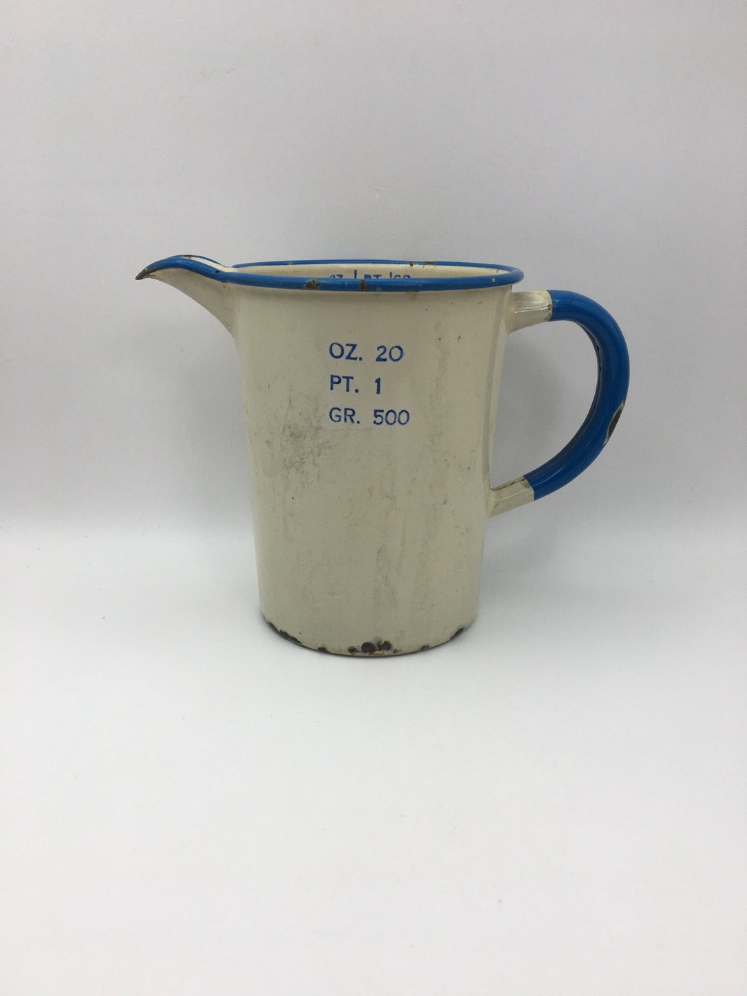 Vintage Enamel Measuring Jug Blue & Cream Jug, Camper Van, Retro ...