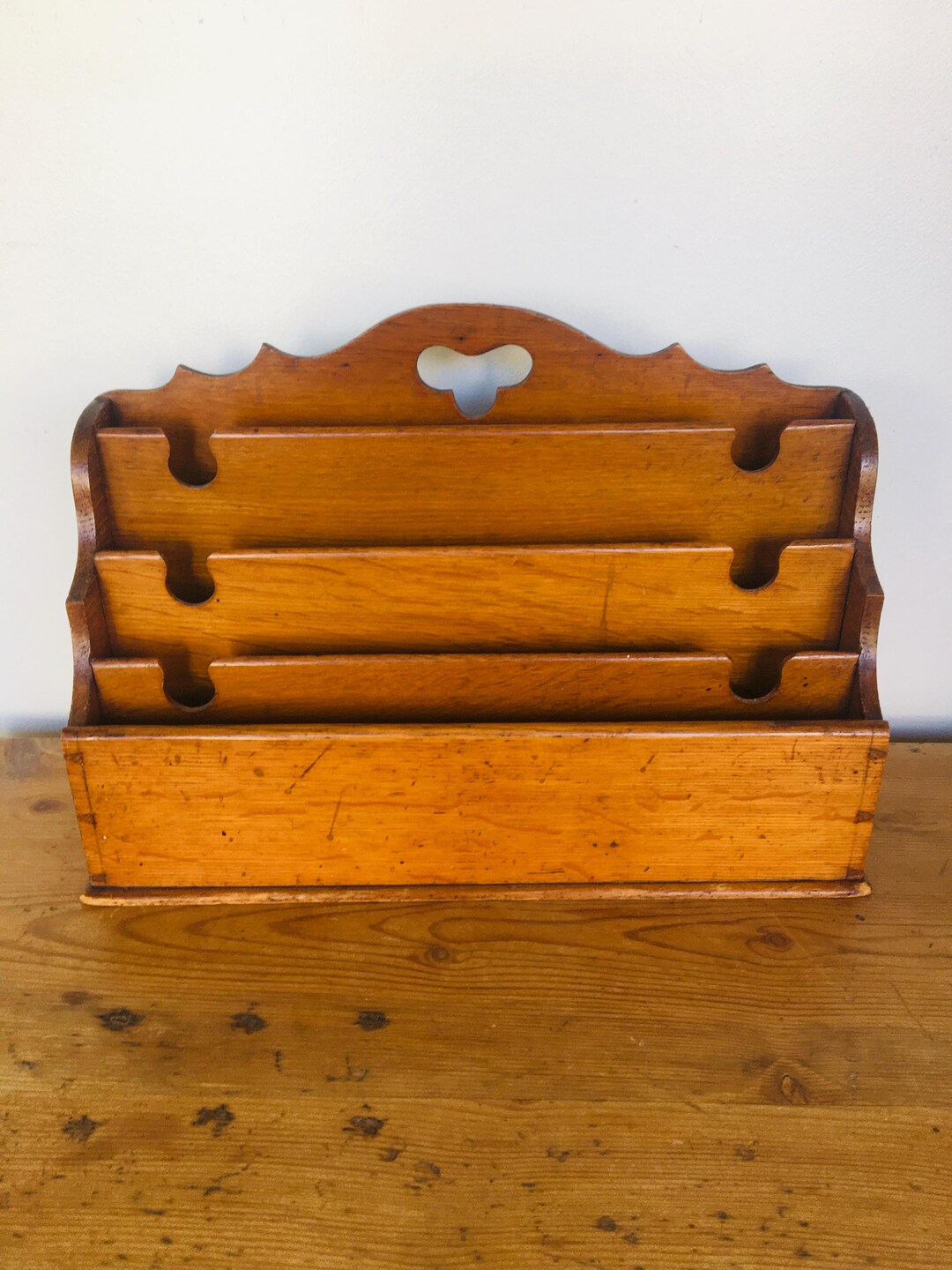 Vintage Wooden Letter Rack, Letter Holder, Storage Box, Home Office ...