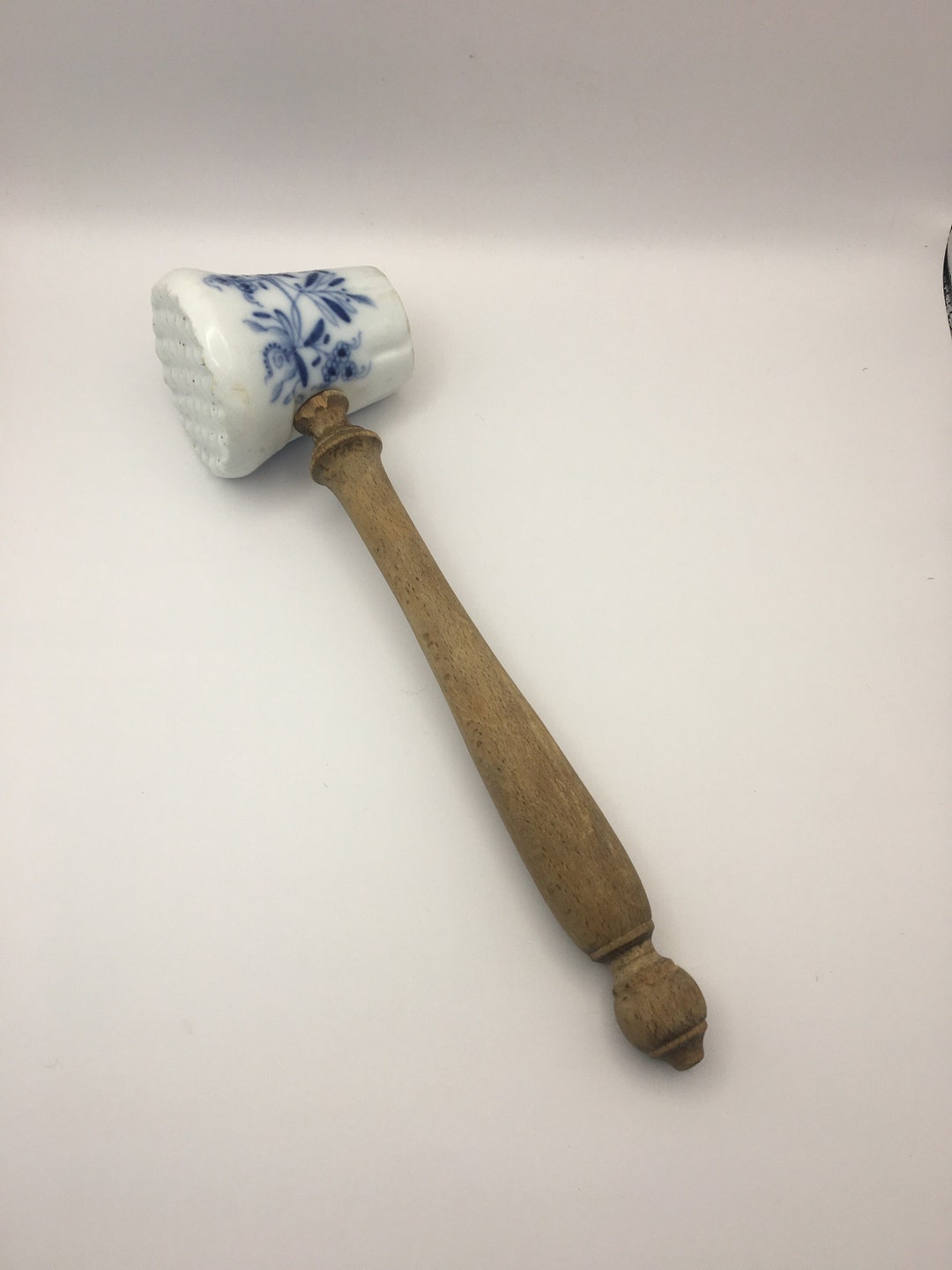 Antique Meissen Meat Mallet, Meat Tenderiser, Blue Onion Pattern ...