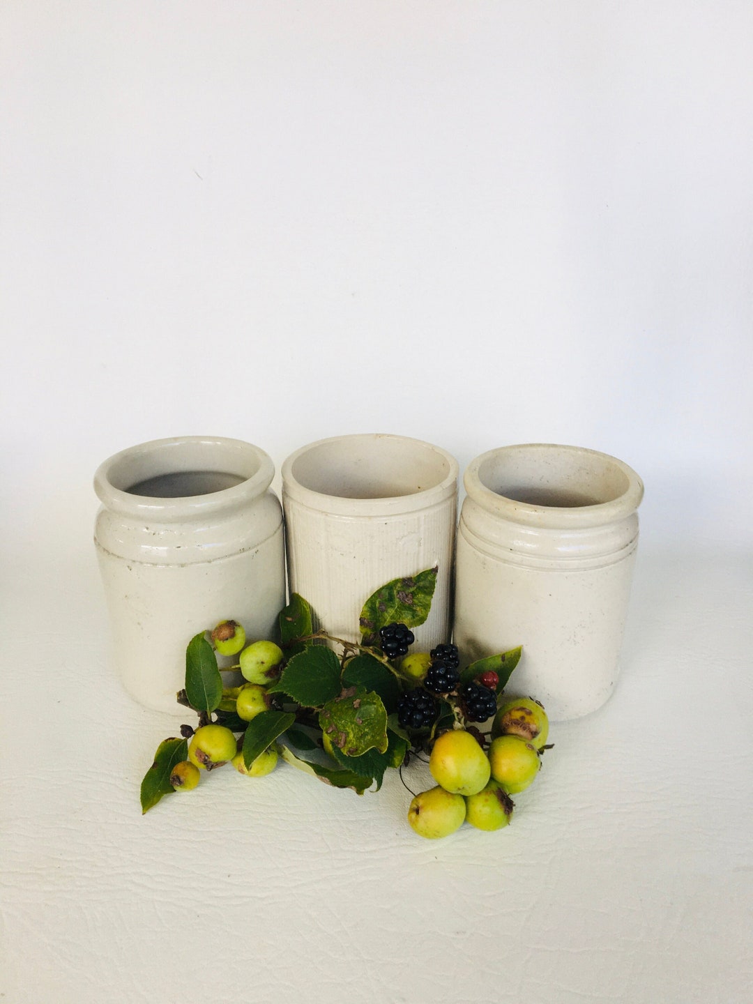 Antique Stoneware Storage Pots Set of Three, Bud Vases, Victorian ...
