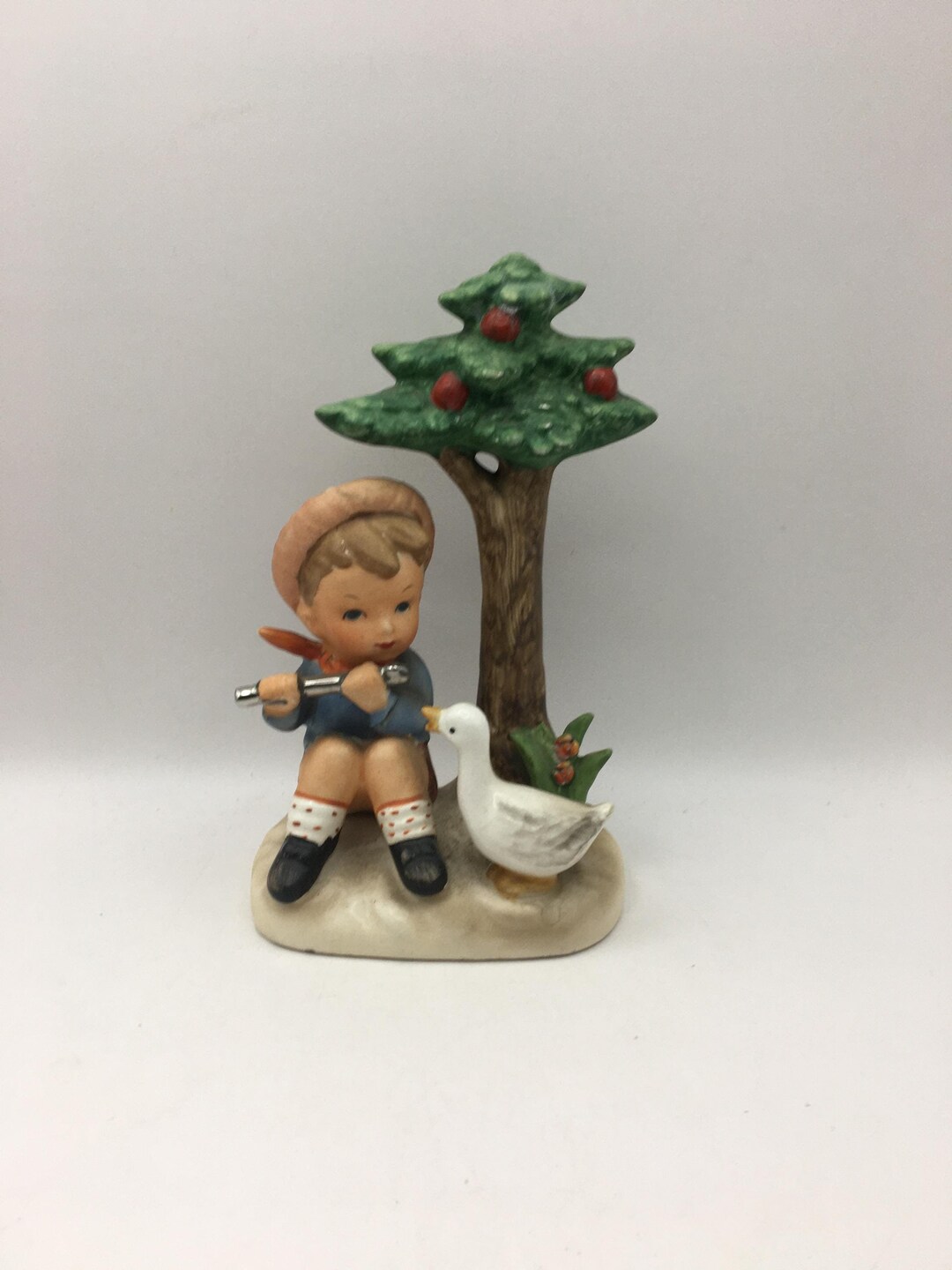 Vintage Boy With Goose Figure, Bisque Children Figurine, Hand Painted ...