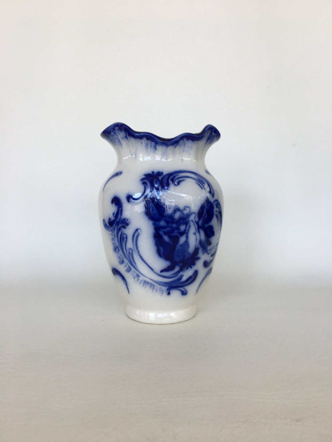 Vintage Blue & White Vase, Flow Blue Vase, Blakeney Ironstone ...