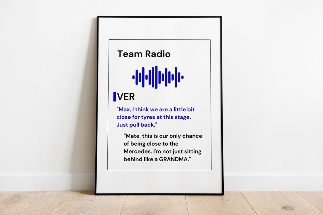 Max Verstappen Formula 1 Printable Wall Art | Redbull | F1 Driver Radio ...