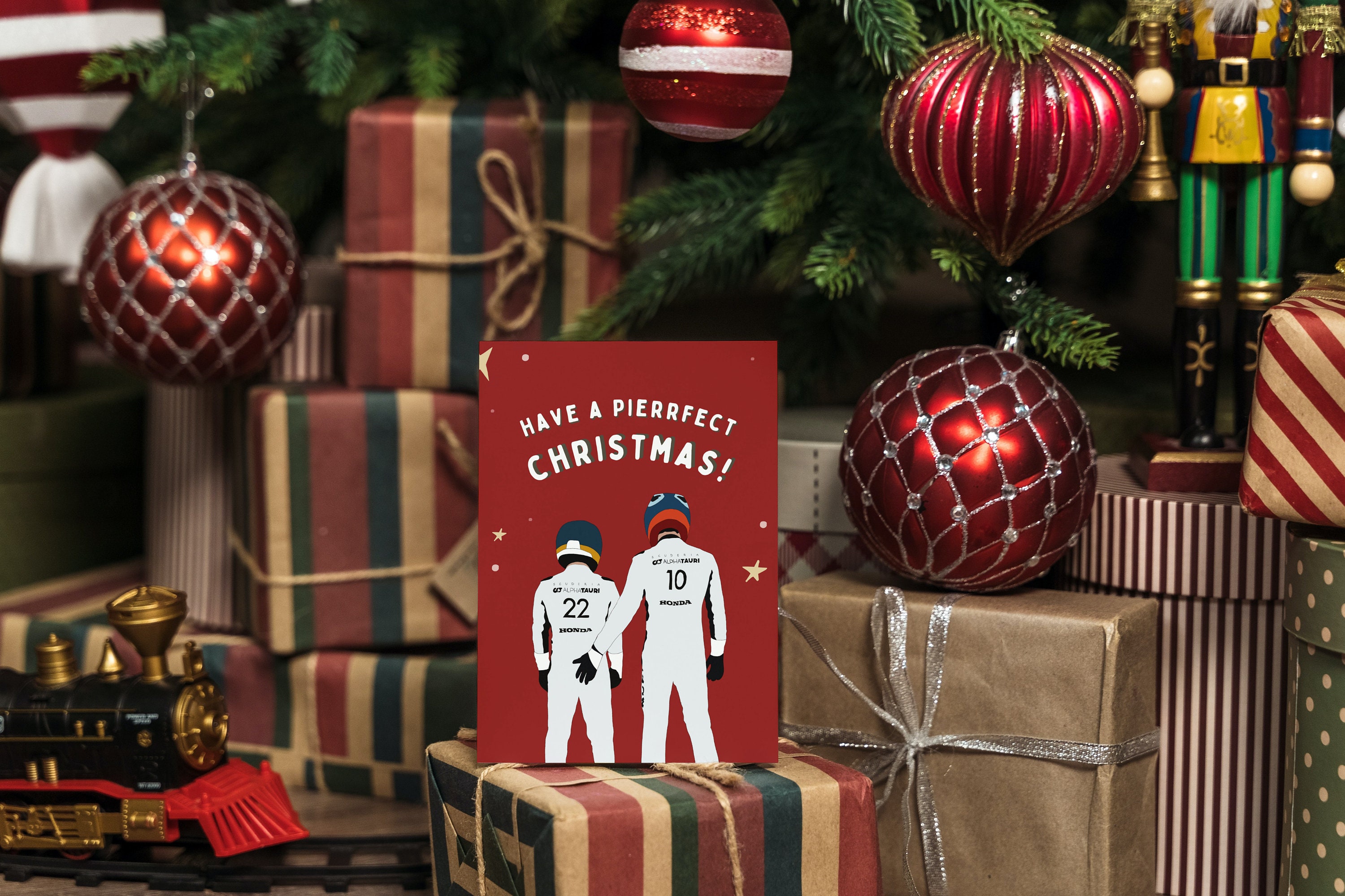 Pierre Gasly and Yuki Tsunoda Formula 1 Christmas Card Printable | 4 ...