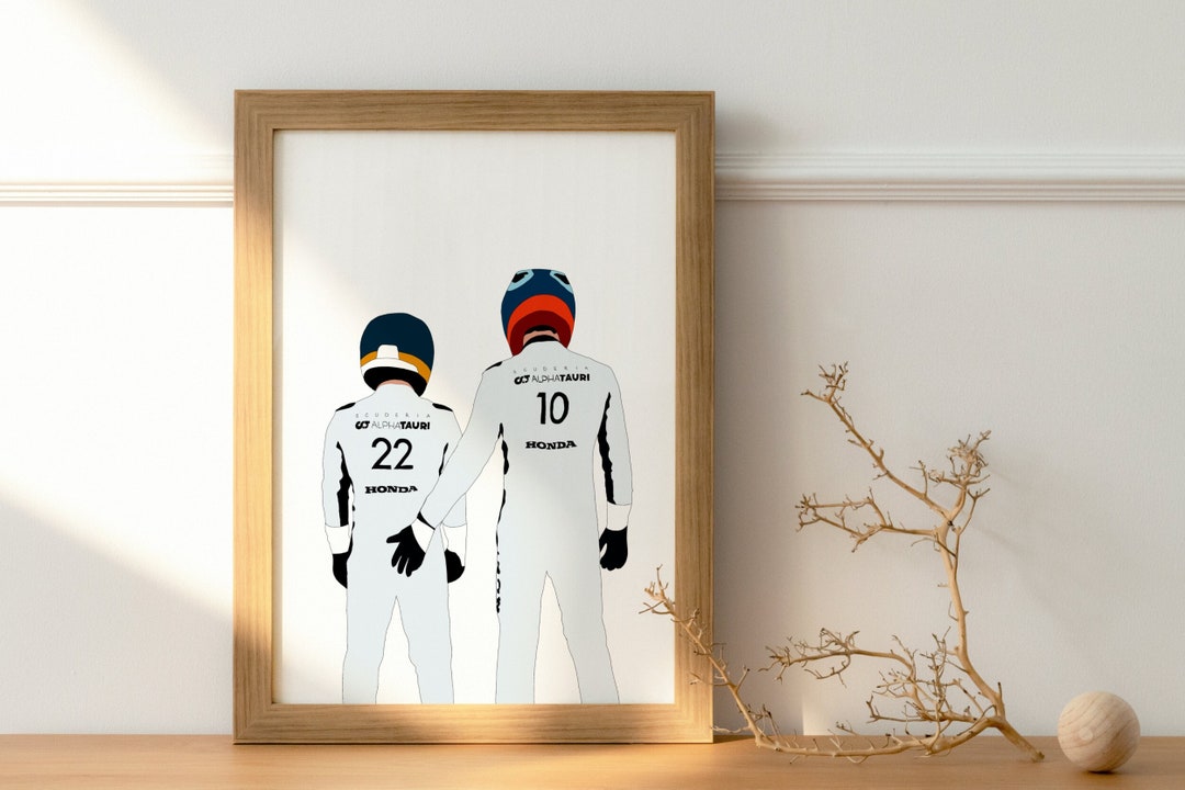 Yuki Tsunoda and Pierre Gasly Formula 1 Minimalistic Printable Wall Art ...