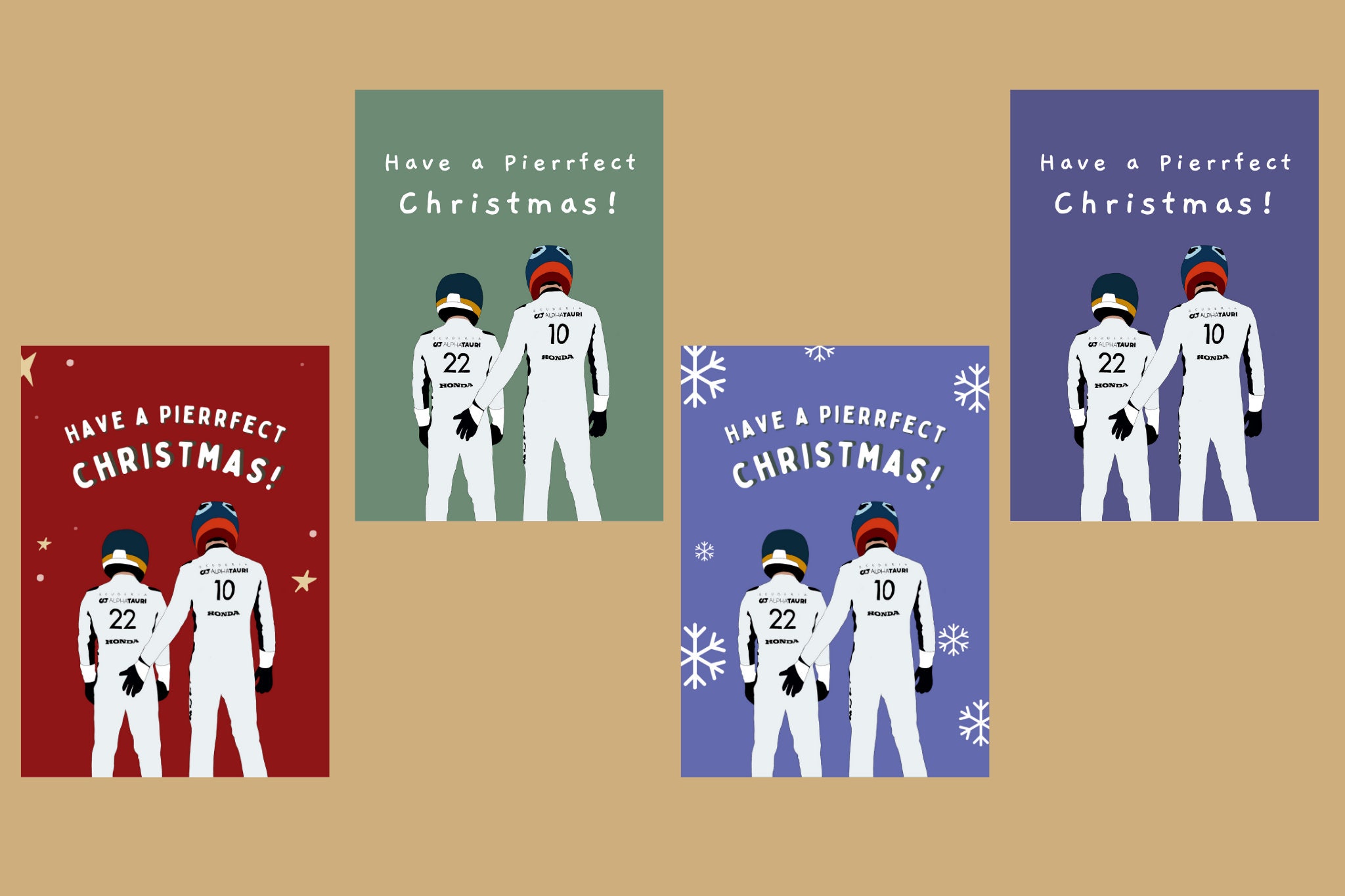 Pierre Gasly and Yuki Tsunoda Formula 1 Christmas Card Printable | 4 ...