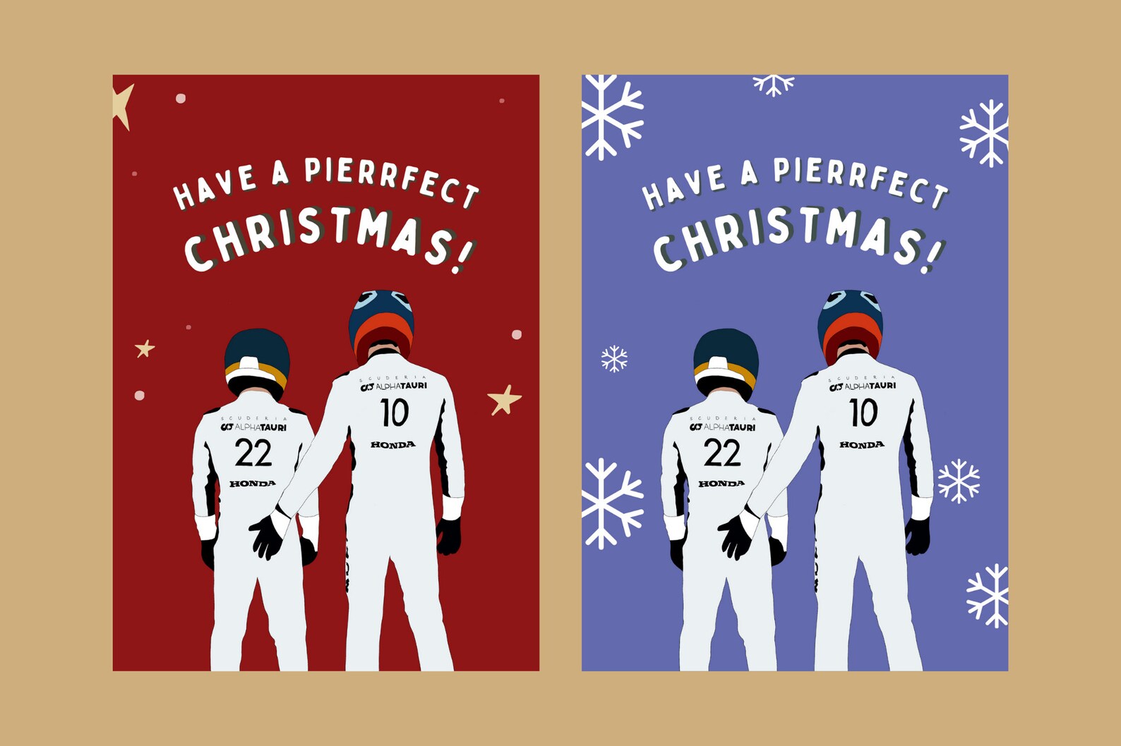 Pierre Gasly and Yuki Tsunoda Formula 1 Christmas Card Printable | 4 ...