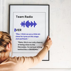 Max Verstappen Formula 1 Printable Wall Art Redbull F1 Driver Radio ...