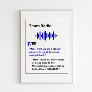 Max Verstappen Formula 1 Printable Wall Art | Redbull | F1 Driver Radio ...