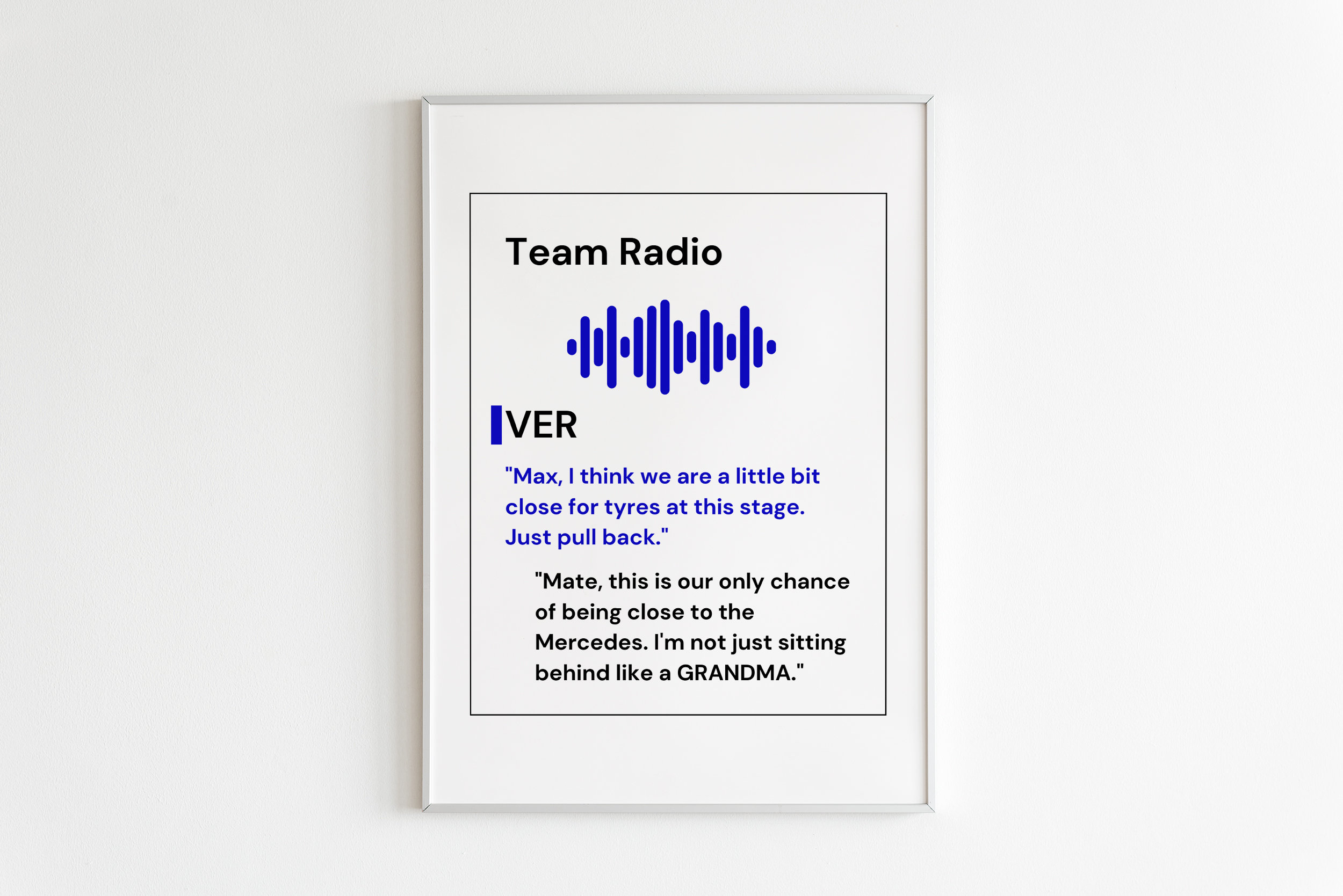 Max Verstappen Formula 1 Printable Wall Art | Redbull | F1 Driver Radio ...