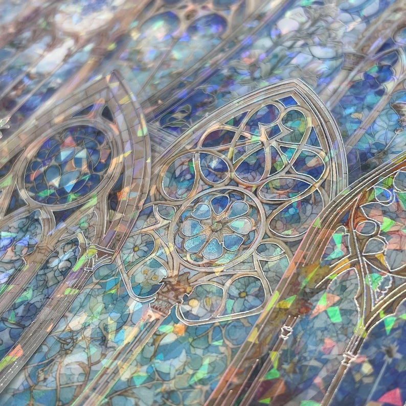 10 Blue Stained Glass Church Window Stickers Set,beautiful Church ...