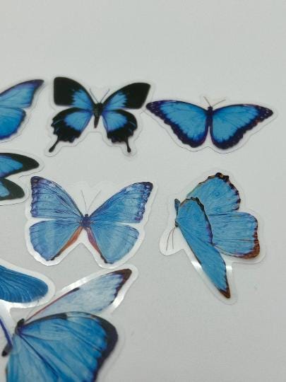 20/40 Transparent Light Blue Butterfly Stickers Pack, Crafts Party ...