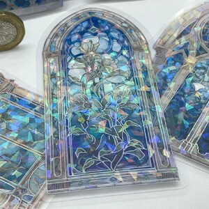 10 Blue Stained Glass Church Window Stickers Set,beautiful Church ...