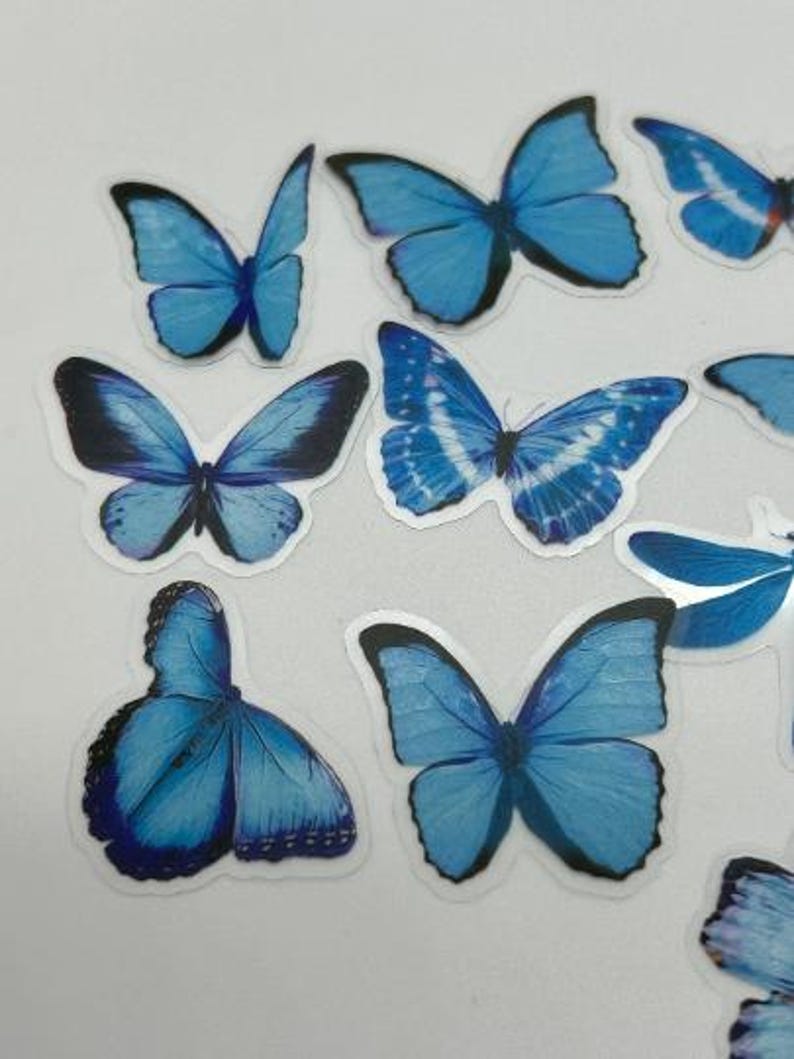 20/40 Transparent Light Blue Butterfly Stickers Pack, Crafts Party ...