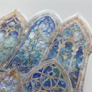 10 Blue Stained Glass Church Window Stickers Set,beautiful Church ...