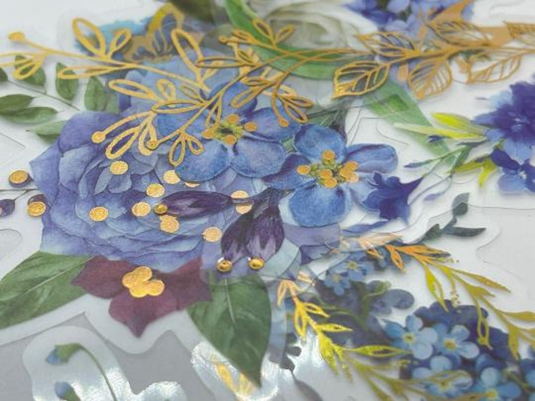 20/40 Transparent Blue Flower Sticker, Scrapbook Stickers, Waterproof ...