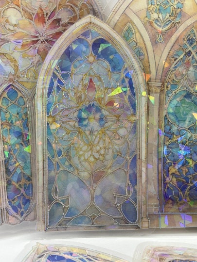 10 Transparent Stained Glass Window Sticker - Church Mosaic- Cathedral ...