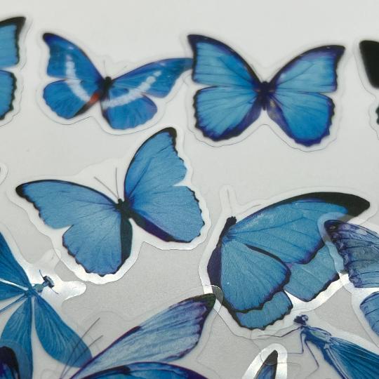 20/40 Transparent Light Blue Butterfly Stickers Pack, Crafts Party ...