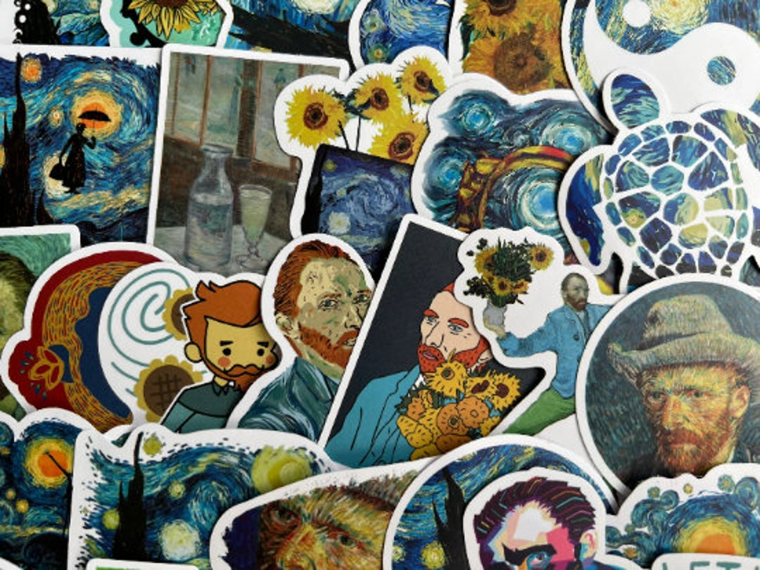 Vinyl Reinvented Vincent Van Gogh Sticker Set, Starry Night, Almond ...