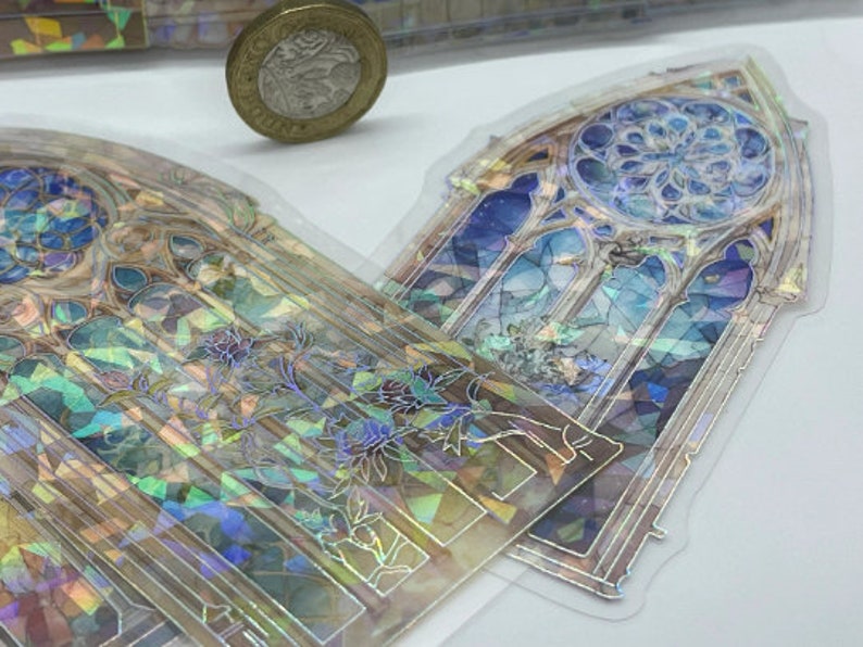 10 Transparent Stained Glass Window Sticker - Church Mosaic- Cathedral ...