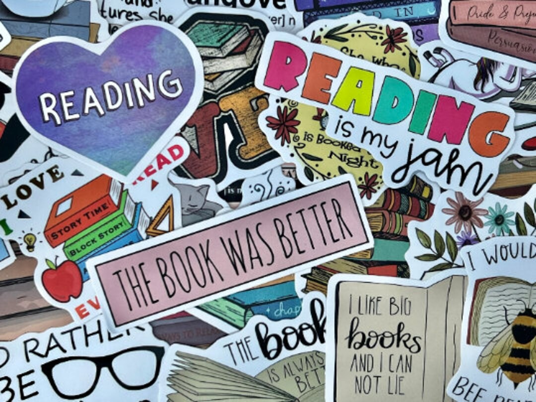 Reading Book Sticker Pack, Writer Stickers, Book Lover Grab Bag, Kindle ...