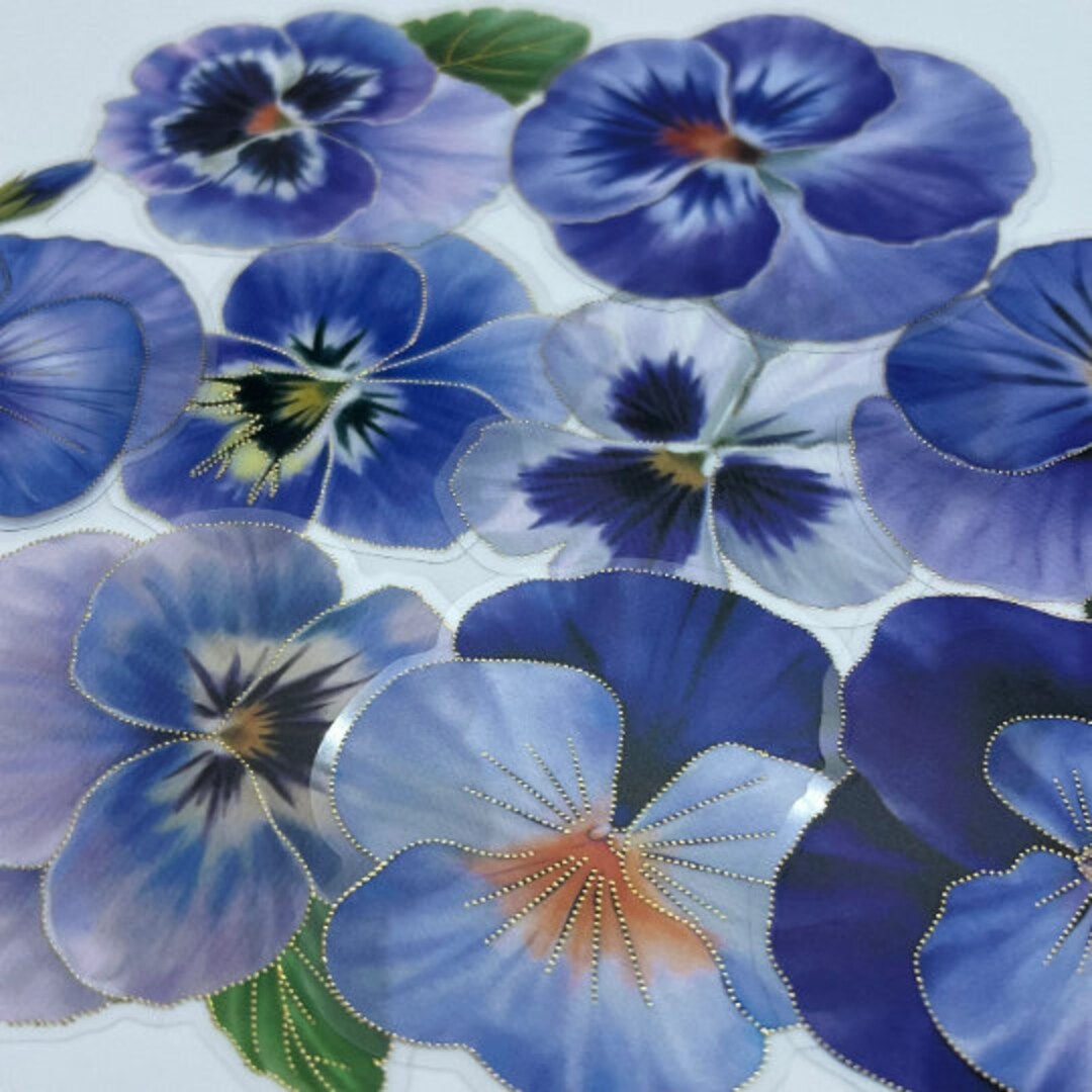 10 Large Pansy Clear Sticker, Blue Pansy Sticker, Retro Floral Art ...